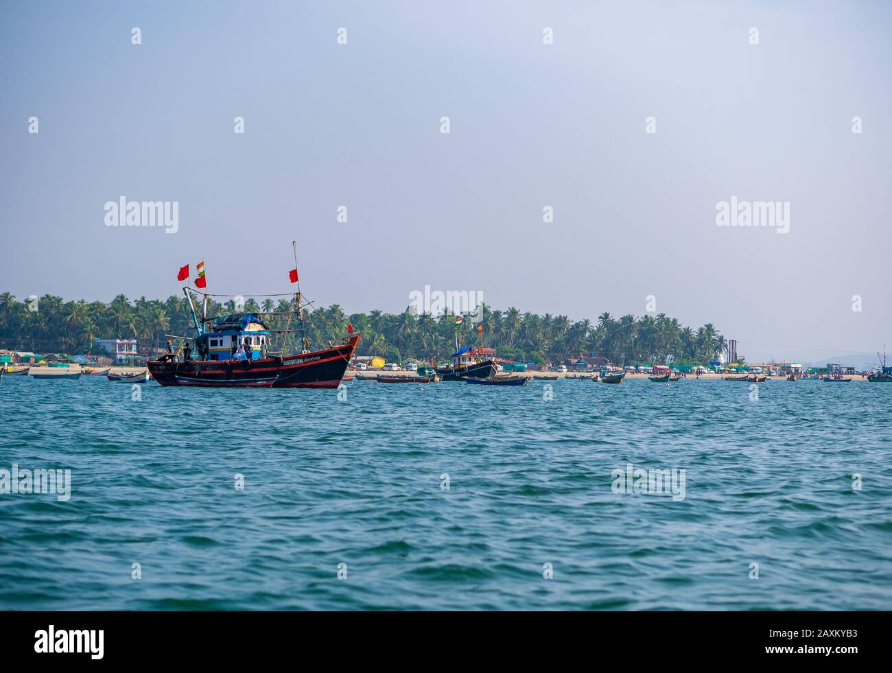 Malvan, India - December 24, 2019 : Tourist Boats and Blue Sea with ...