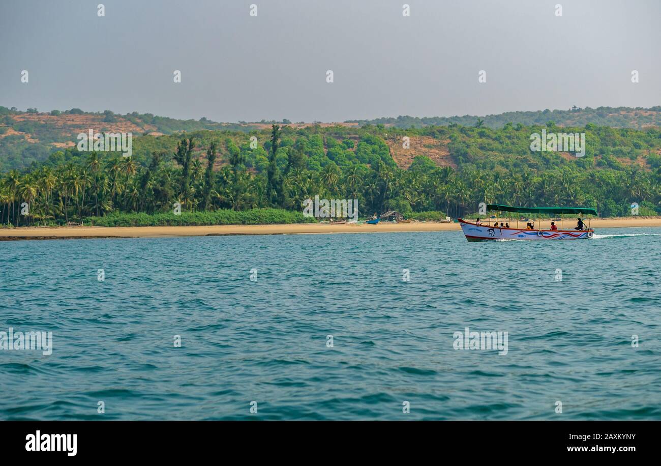 Malvan, India - December 24, 2019 : Tourist Boats and Blue Sea with ...