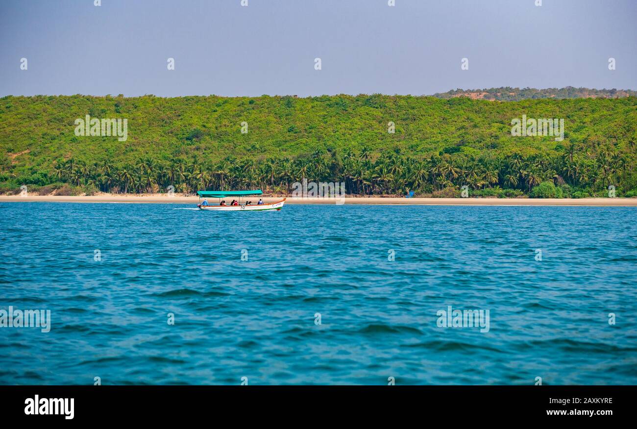 Malvan, India - December 24, 2019 : Tourist Boats and Blue Sea with ...