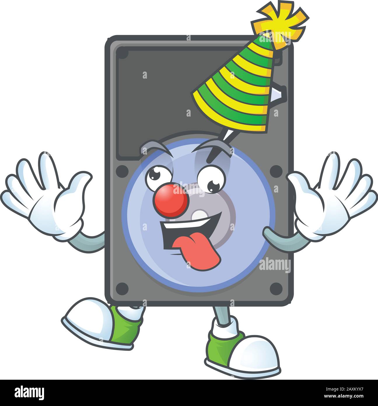 Cute and funny Clown hard disk cartoon character mascot style Stock ...