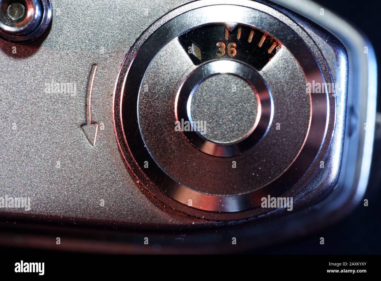 Setting wheel for ISO and aperture on an old camera photographed in the ...