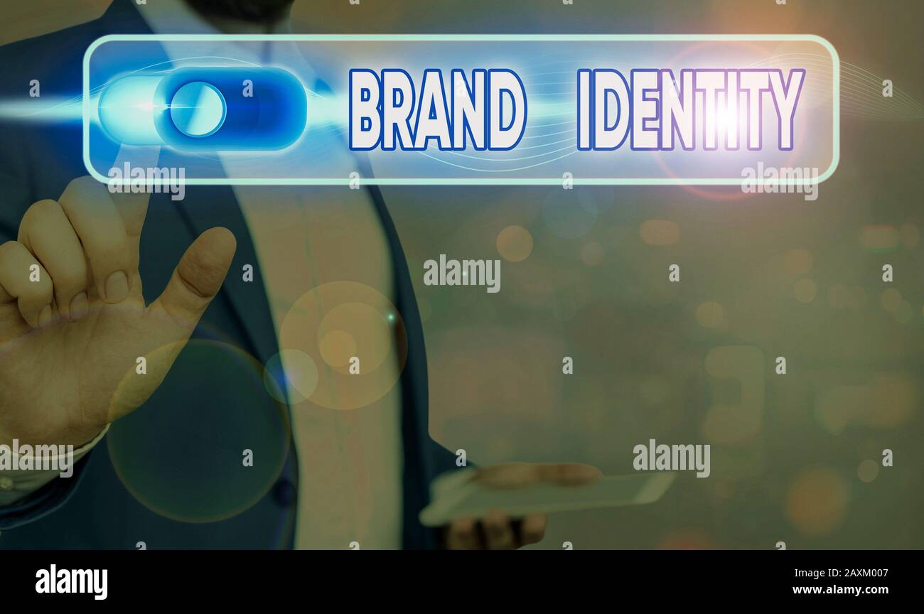 Conceptual hand writing showing Brand Identity. Concept meaning visible ...