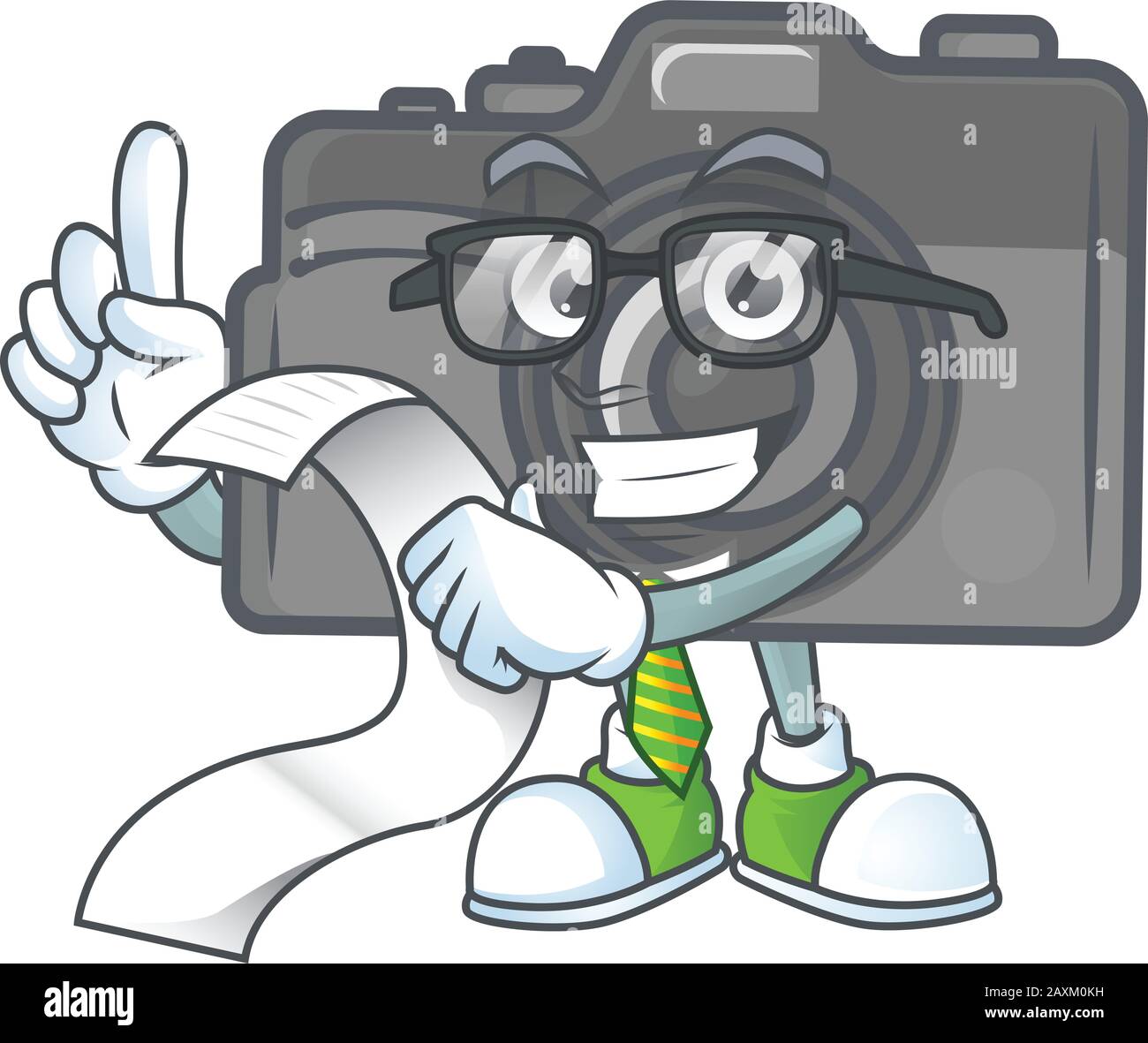 A funny face character of digital camera holding a menu Stock Vector ...