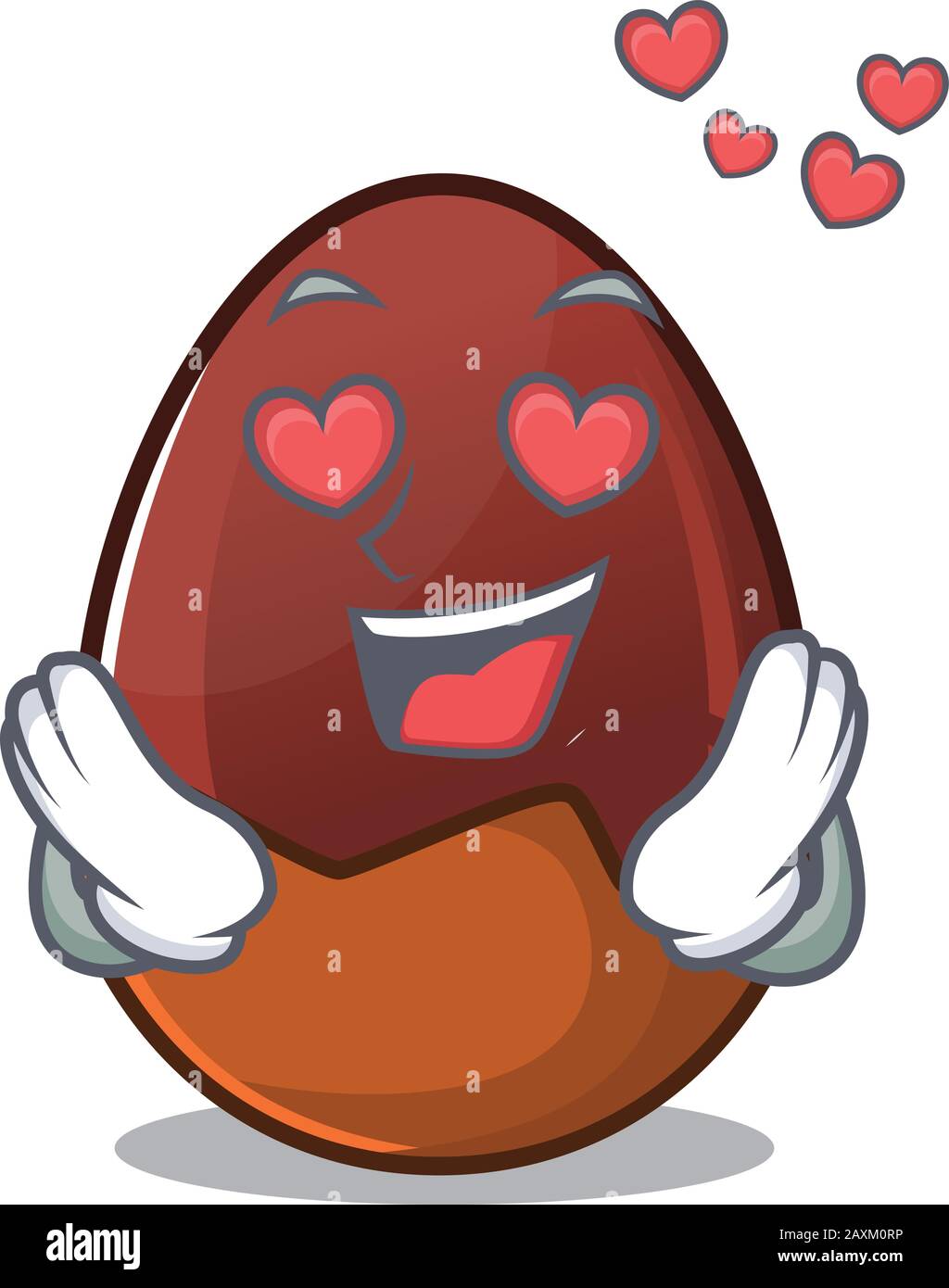 Romantic falling in love chocolate egg cartoon character concept Stock ...