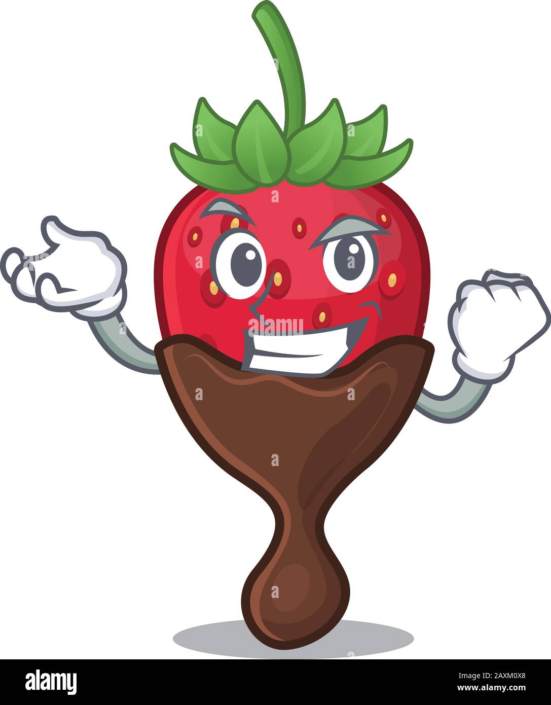 cool confident Successful chocolate strawberry cartoon character style ...