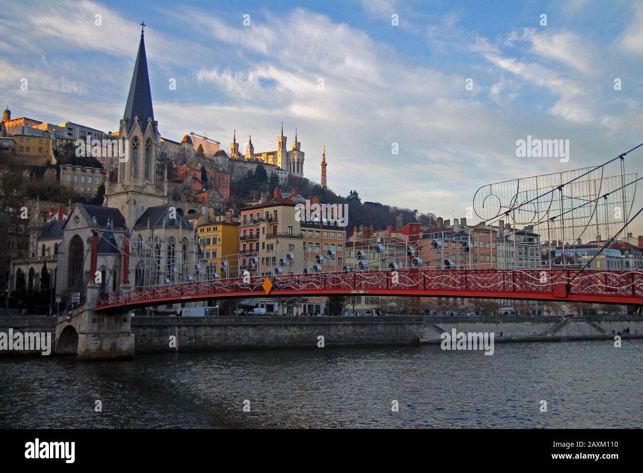 Lyon red bridge hi-res stock photography and images - Alamy