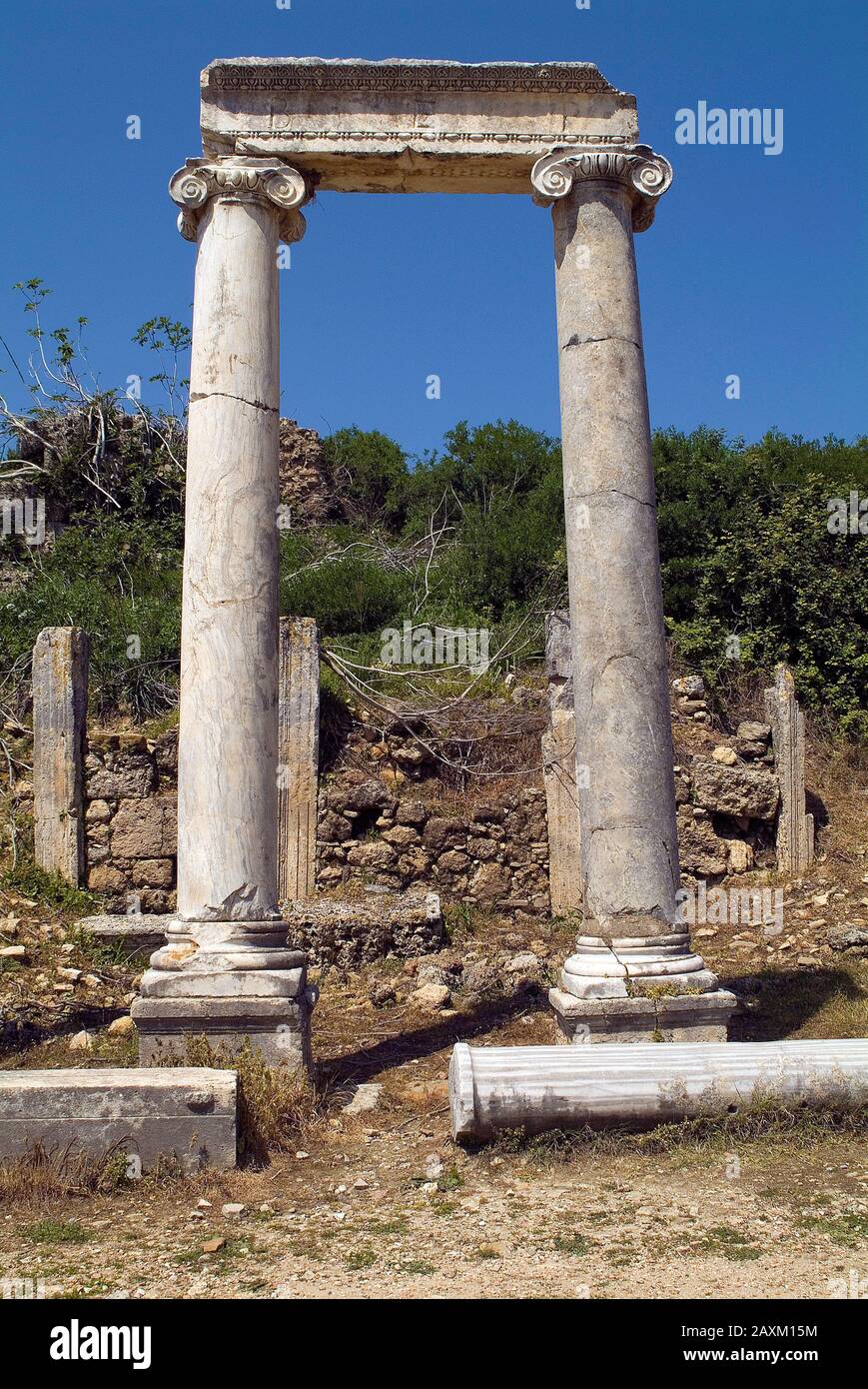 Turkey,ruins in ancient city of Perge, former capital of Greek ...