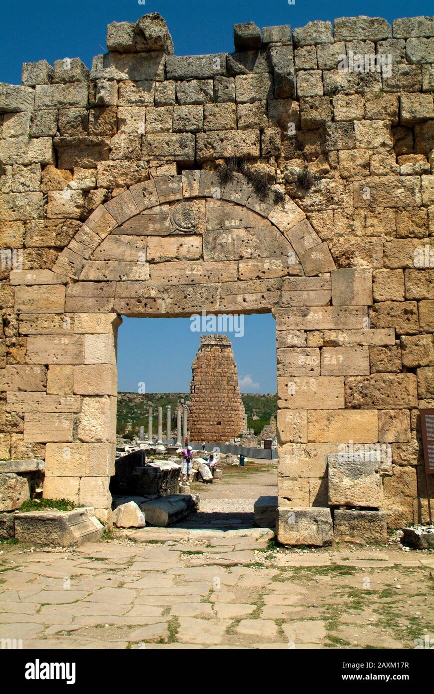 Turkey, unidentified people in ancient city of Perge, former capital of ...