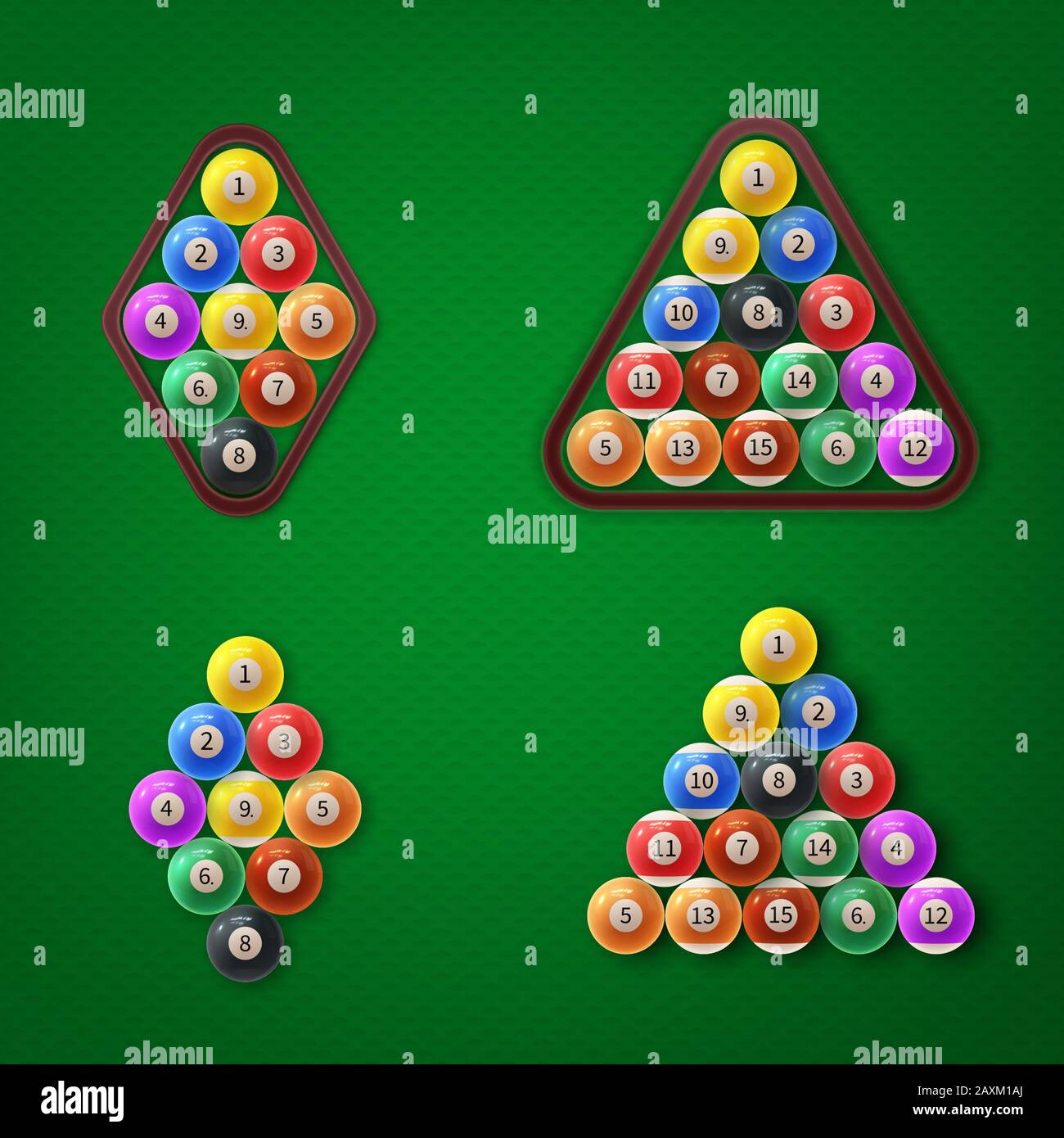 Different types American pool ball racks. Vector illustration Stock Vector Image Art Alamy