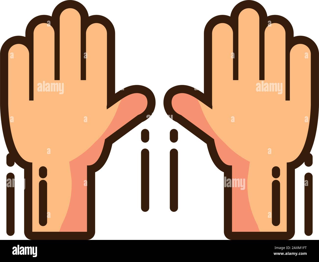 two hands raised icon over white background, colorful fill style ...
