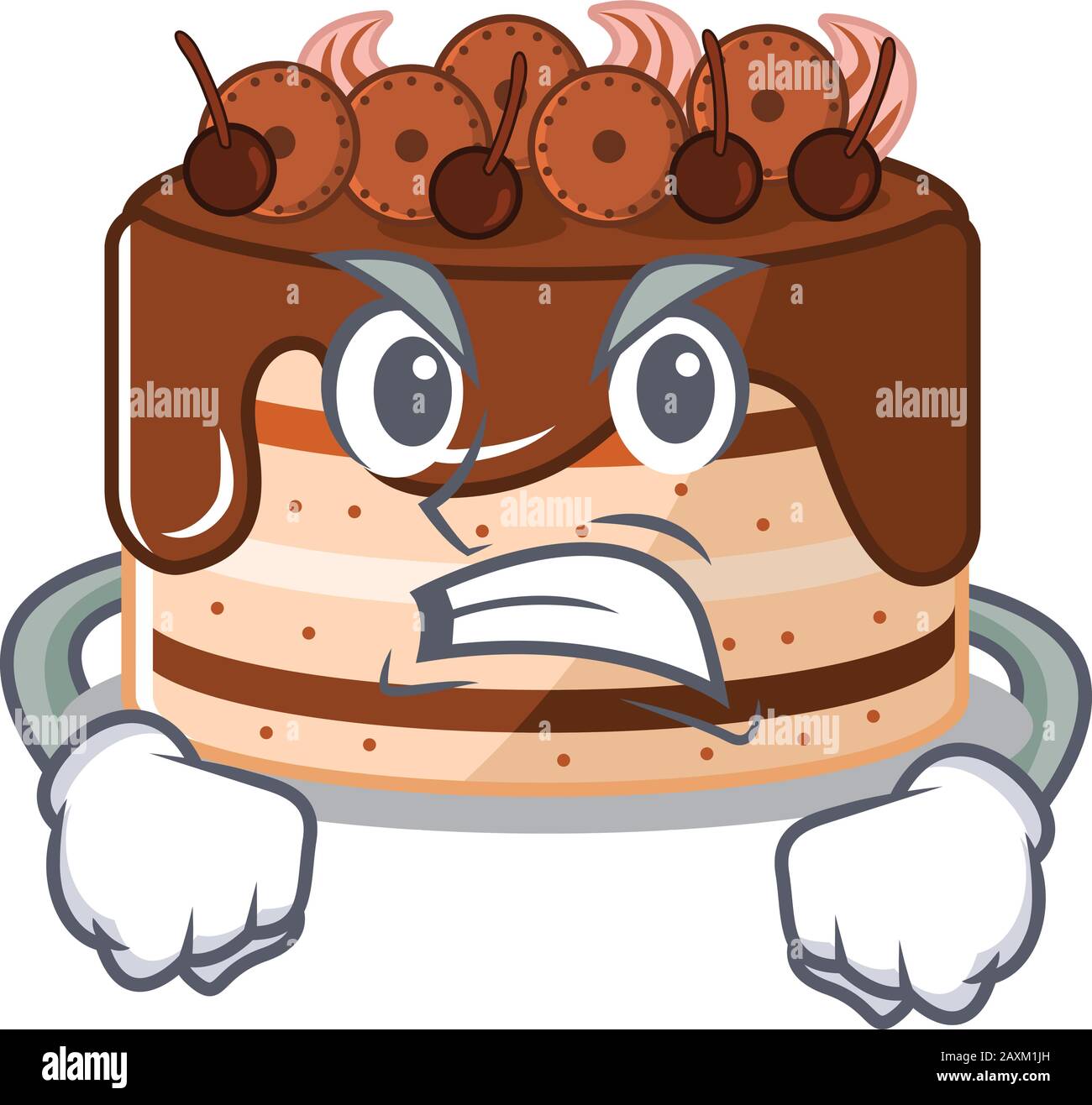 Chocolate cake cartoon character style having angry face Stock Vector ...