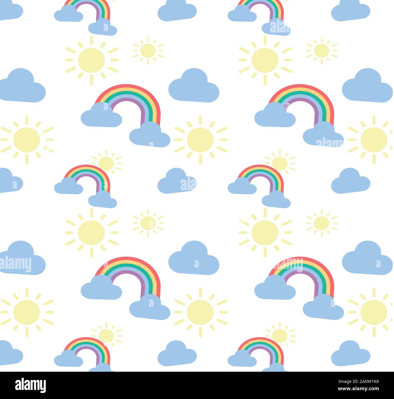 Weather Pattern - Stylish Flat Vector Illustration with Rainbow, Cloud ...