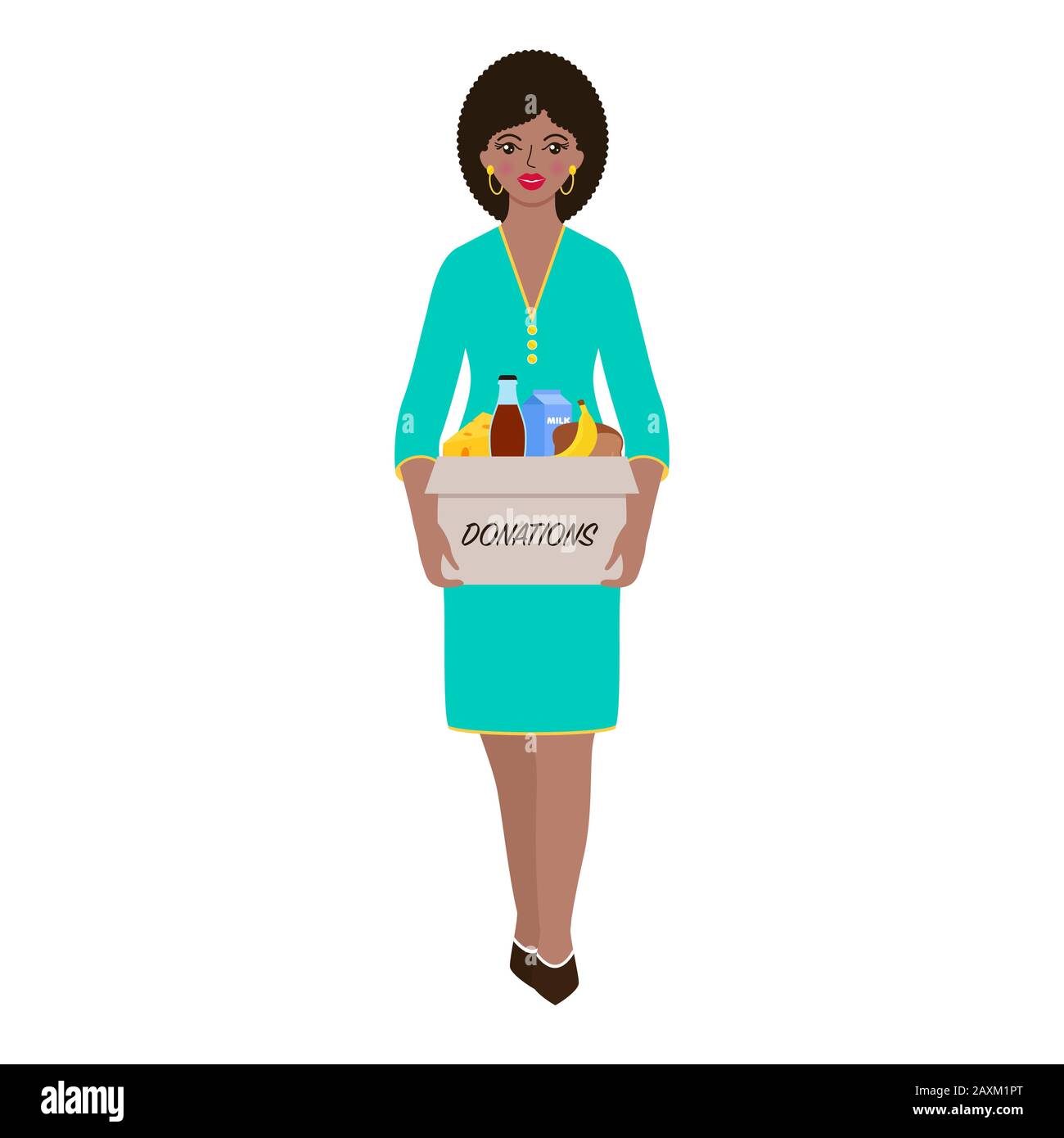 Woman giving donation cardboard box Stock Vector Images - Alamy