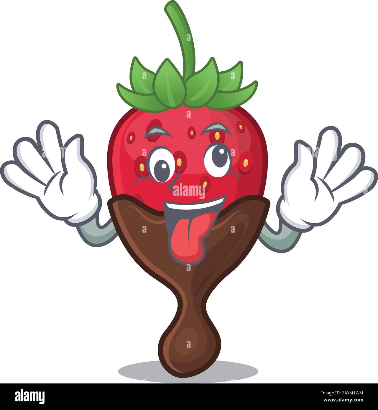 Cute sneaky chocolate strawberry Cartoon character with a crazy face ...