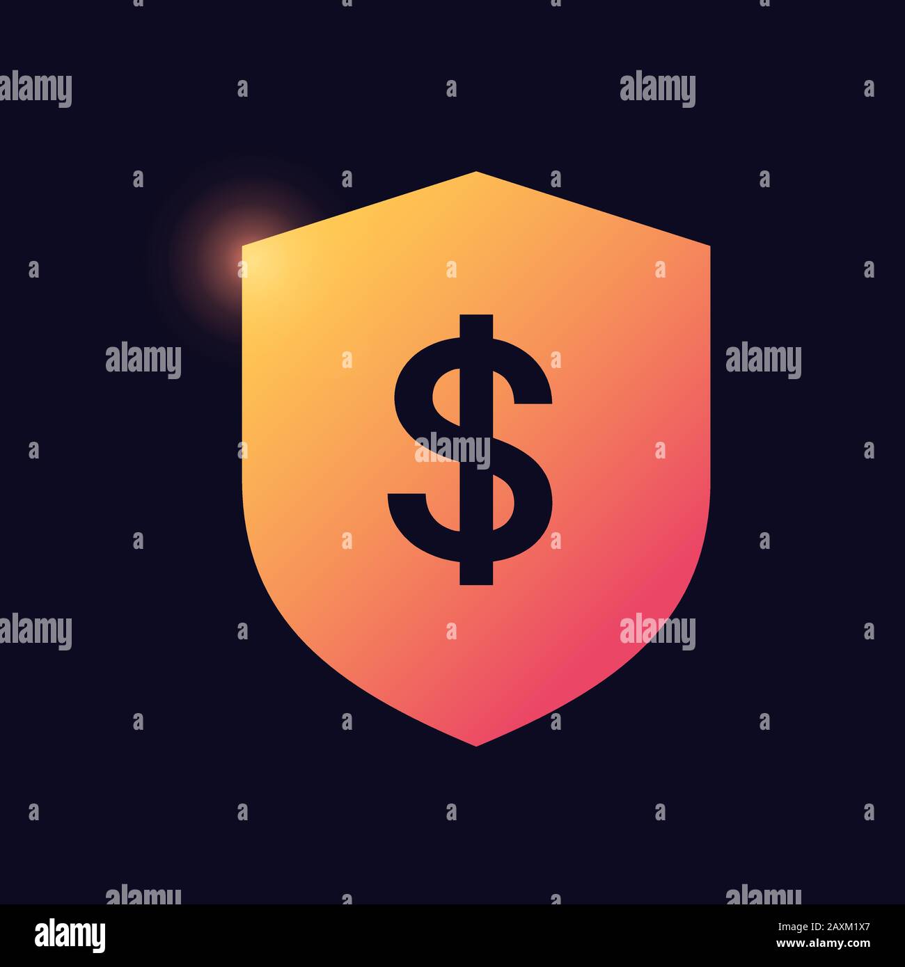 shield with dollar sign glowing neon icon banking icons for ui and ux ...