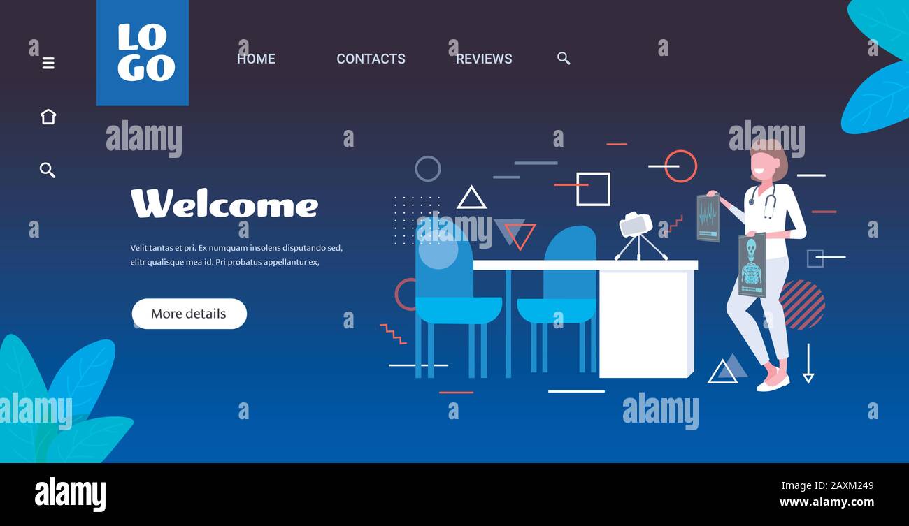 female doctor blogger examining x-ray picture surgeon recording video ...