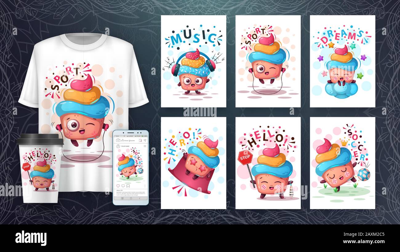 Cute cake poster and merchandising Stock Vector Image & Art - Alamy