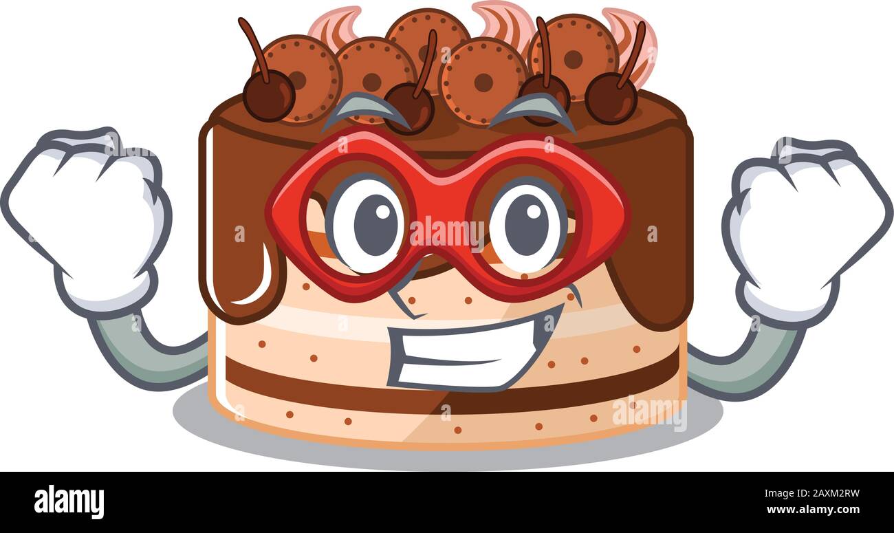 A cartoon concept of chocolate cake performed as a Super hero Stock ...