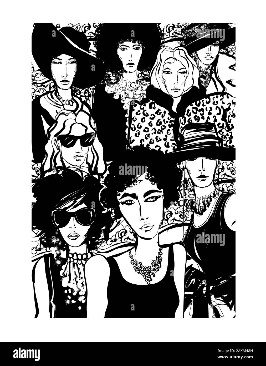 Group of fashion models - vector illustration (Ideal for printing on ...