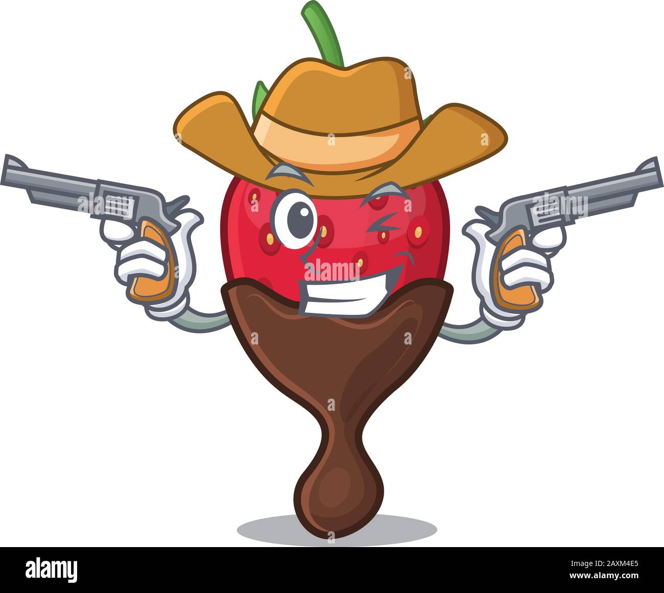 Chocolate strawberry Cowboy cartoon concept having guns Stock Vector ...