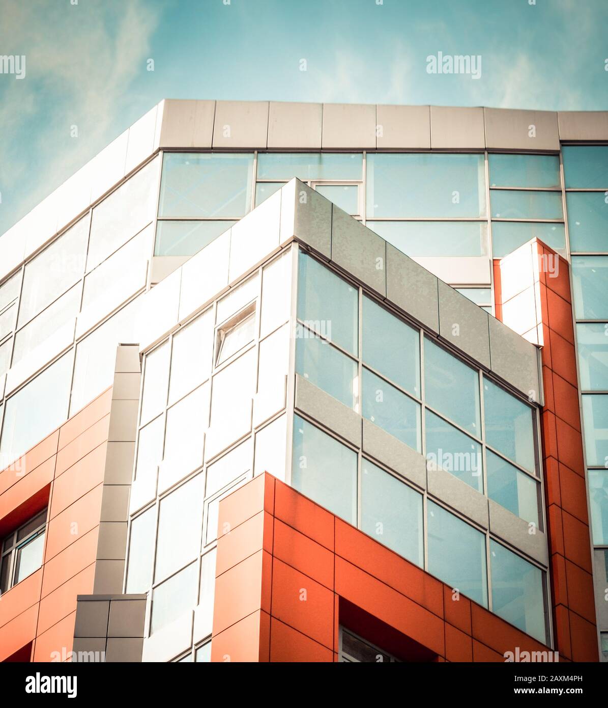 red-blue facade of urban buildings. Red-blue facade of urban buildings ...