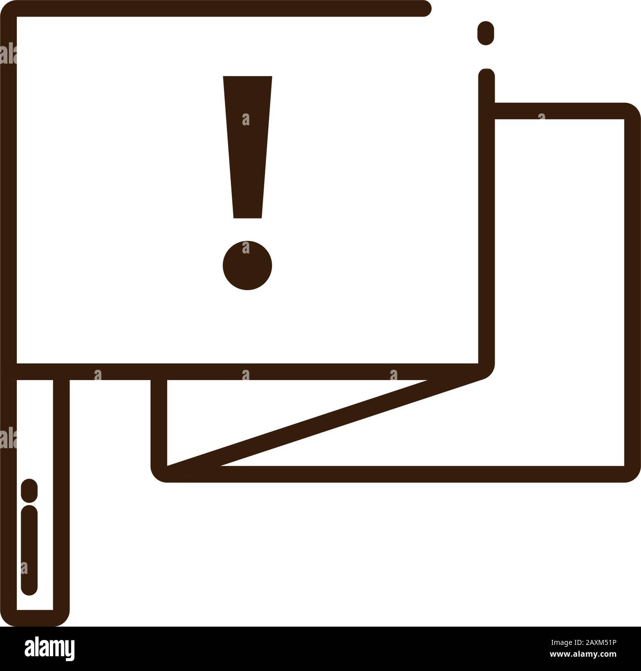 warning flag icon over white background, line style, vector ...