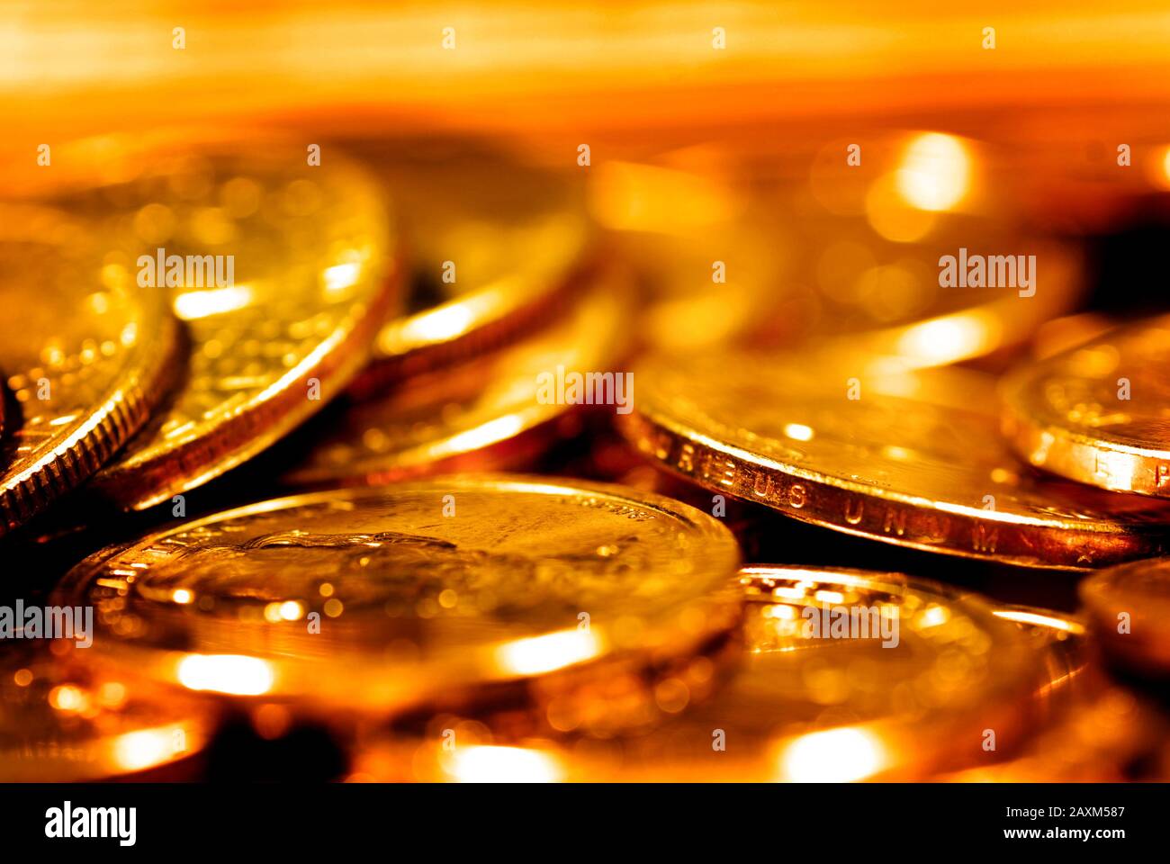 Stacks of money and coins representing success wealth and riches Stock ...