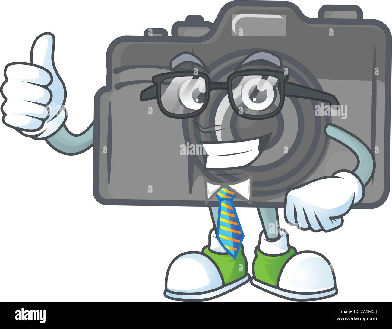 Digital camera cartoon successful Businessman wearing glasses Stock ...