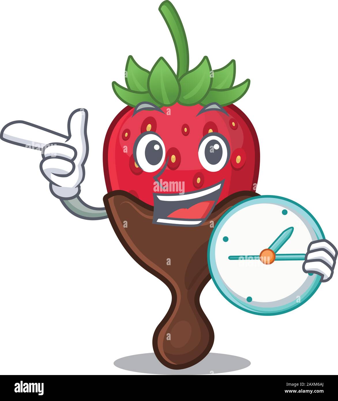 cartoon character concept chocolate strawberry having clock Stock ...