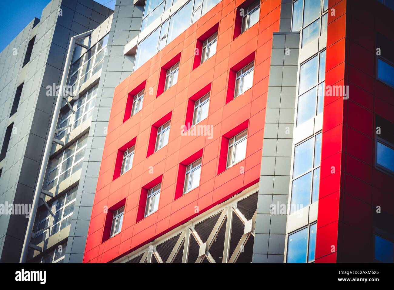 Abstract Background Facade Modern Modernistic Red Building Stock Photo ...