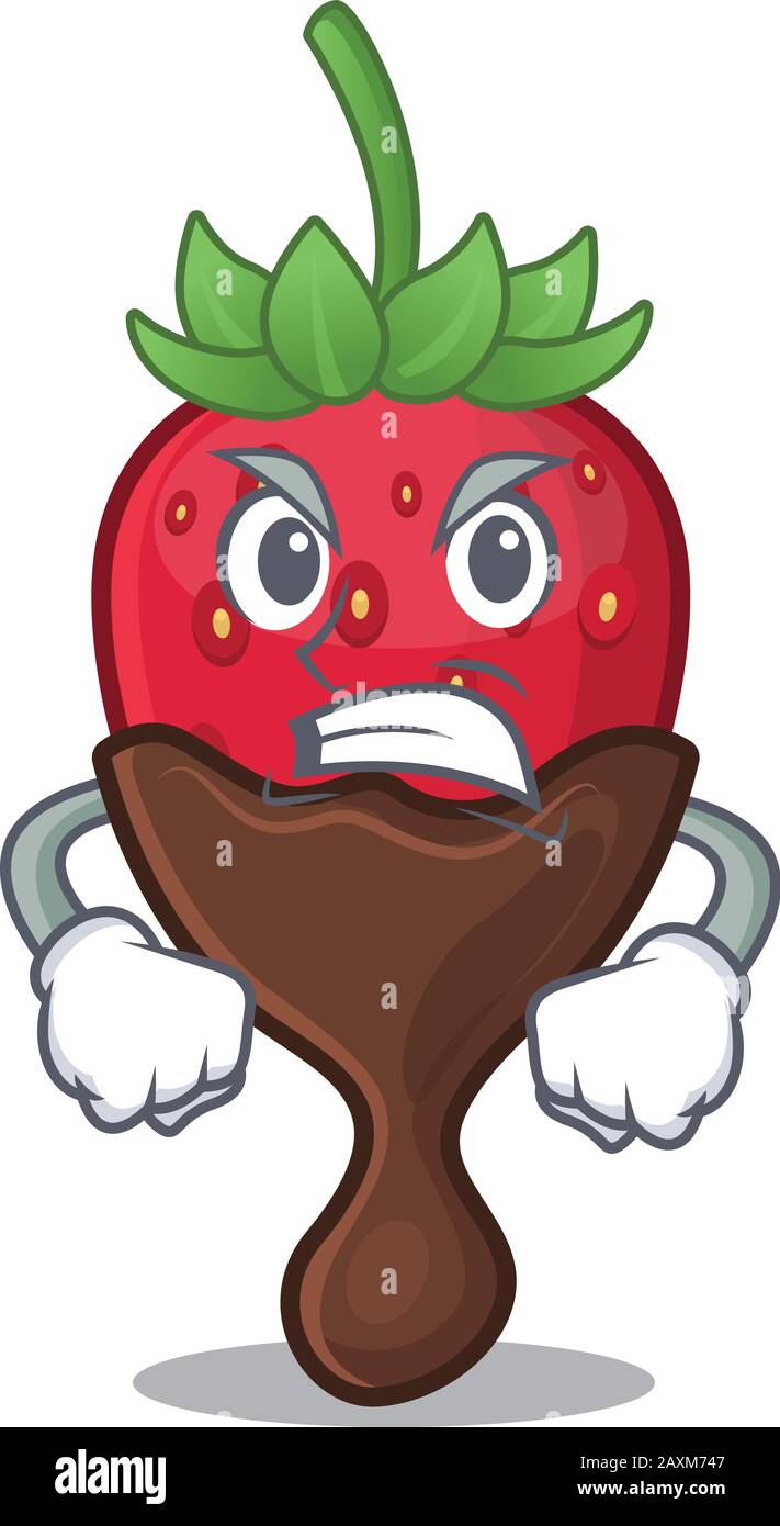 Chocolate strawberry cartoon character style having angry face Stock ...
