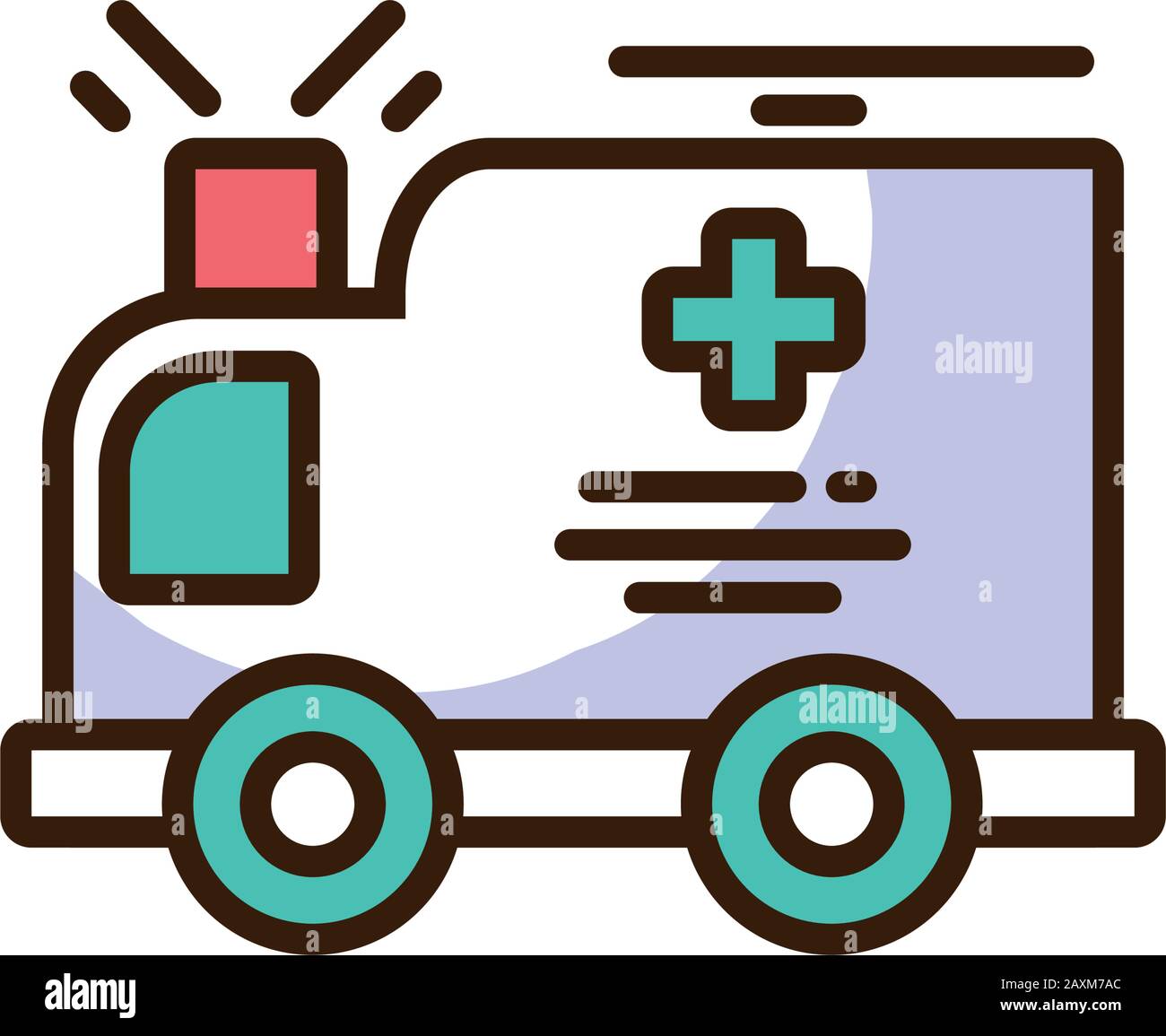 cartoon ambulance icon over white background, colorful fill style ...
