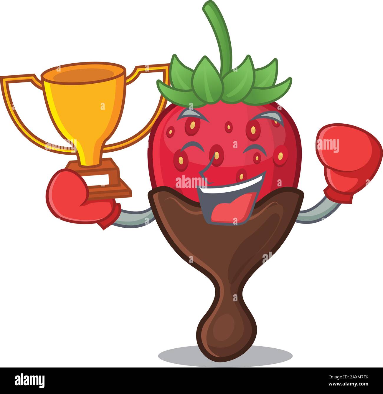 fantastic Boxing winner of chocolate strawberry in mascot cartoon ...