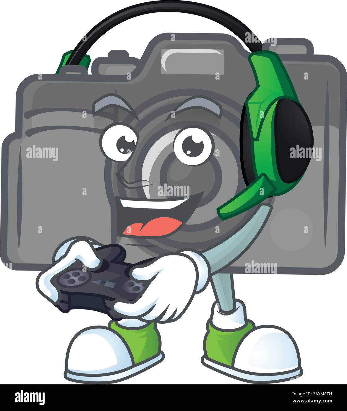 Digital camera cartoon picture play a game with headphone and ...