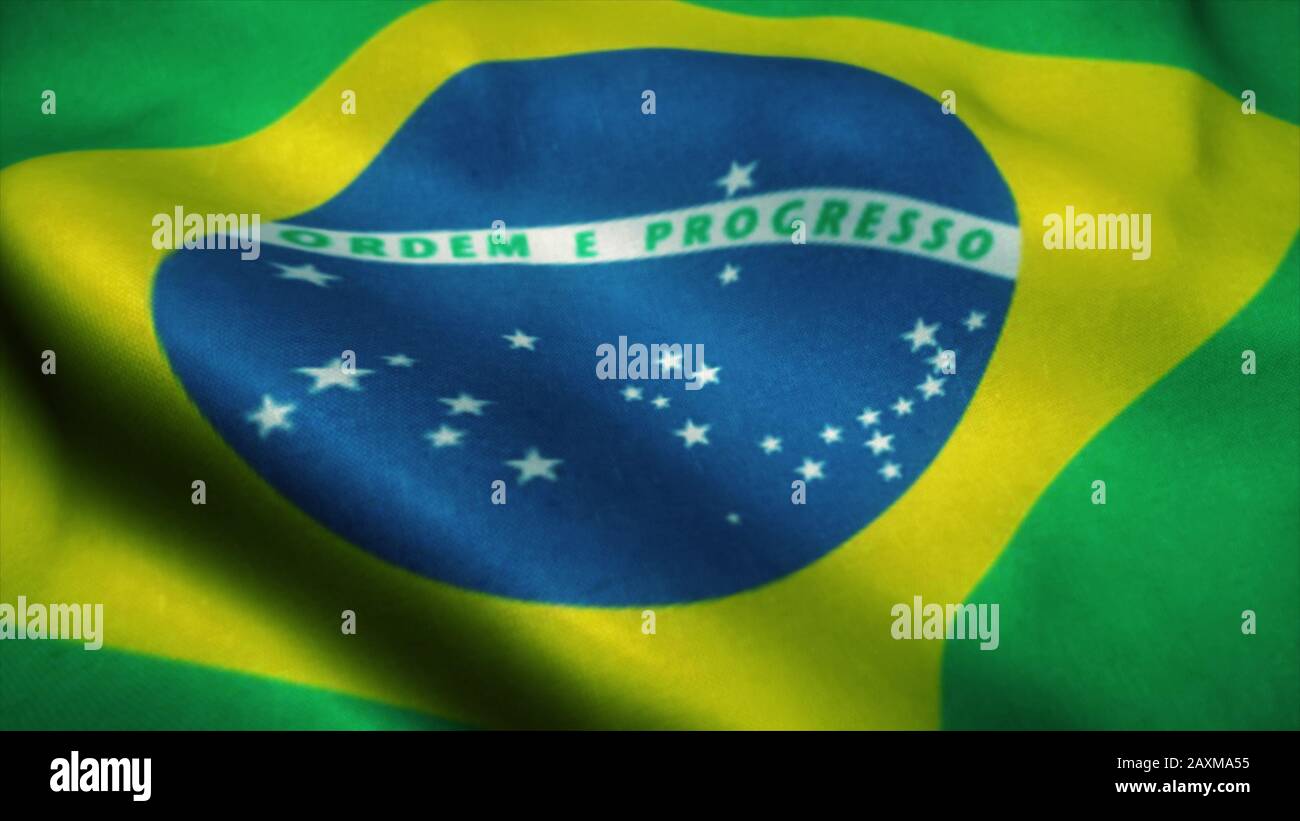 Brazil flag waving in the wind. National flag of Brazil. Sign of Brazil ...