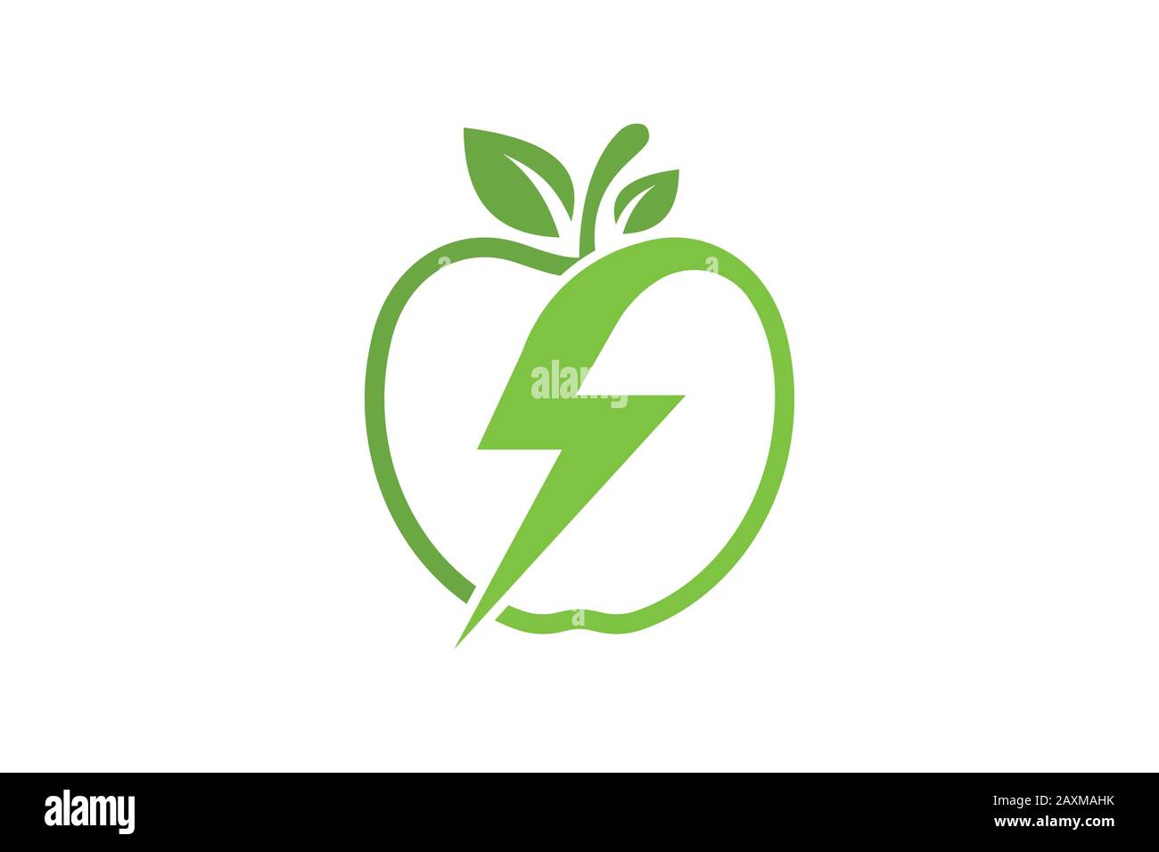 Apple and electricity logo sign symbol in flat style on white ...