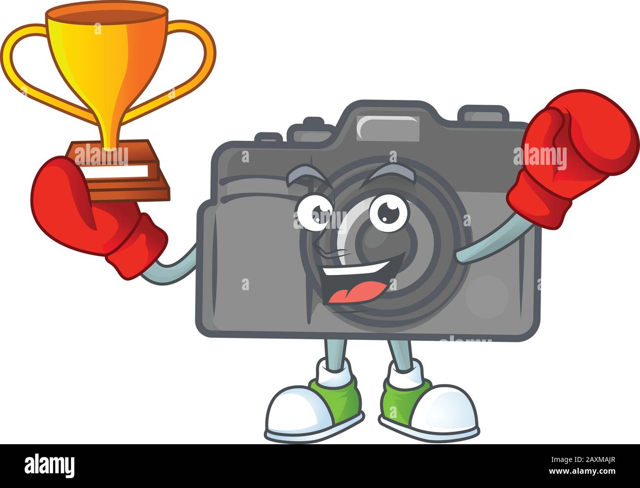 Super cool Boxing winner of digital camera in mascot cartoon design ...