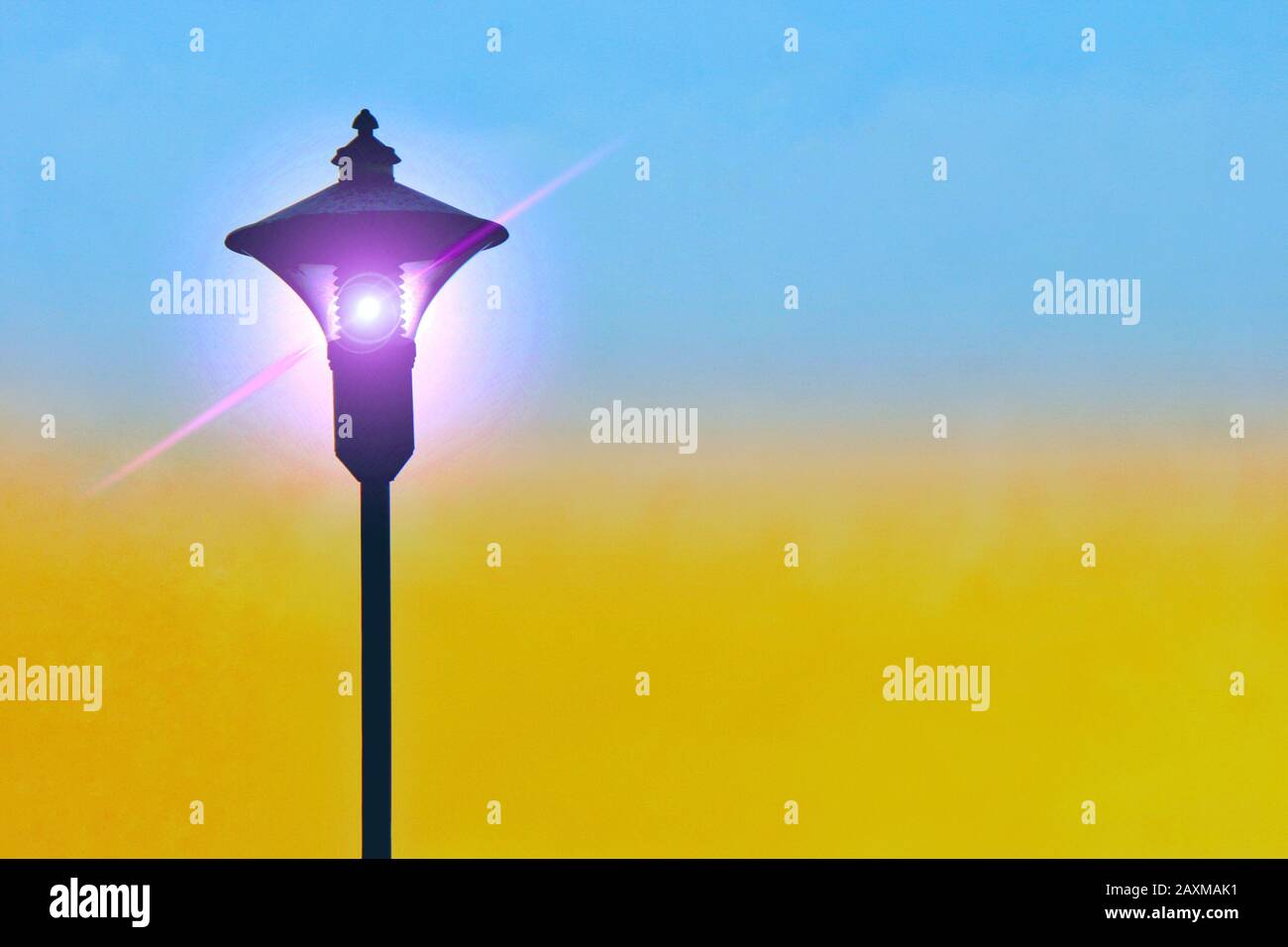 Stright light image with yellow and blue back ground hi-res stock ...