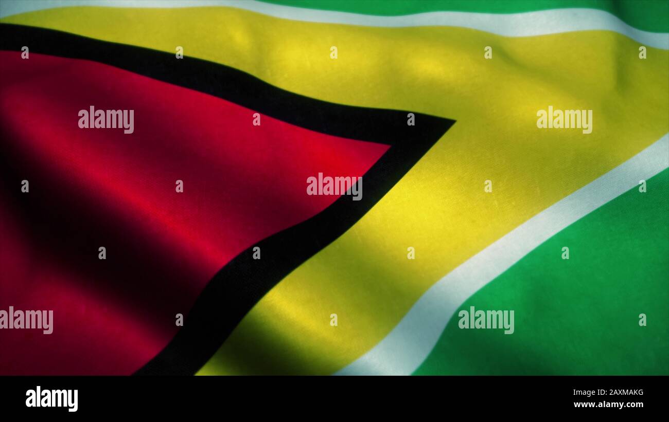 Guyana flag waving in the wind. National flag of Guyana. Sign of Guyana. 3d illustration Stock ...