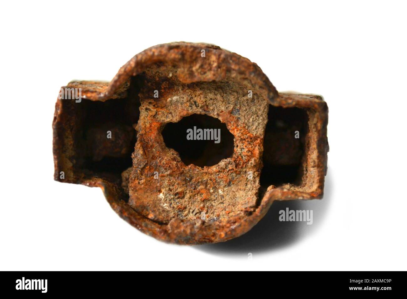 old rusty padlock, bottom view, isolated on white background Stock ...