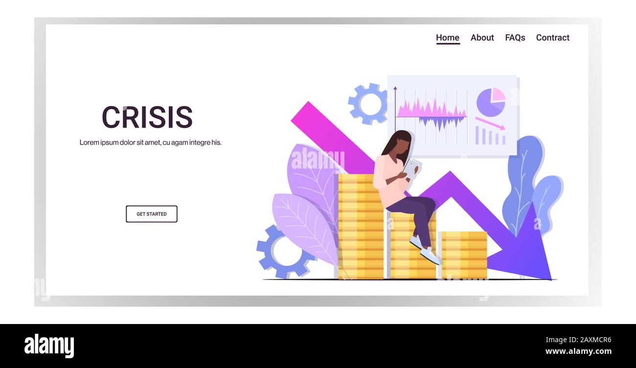 businesswoman analyzing statistics and charts fallen in price bitcoin ...