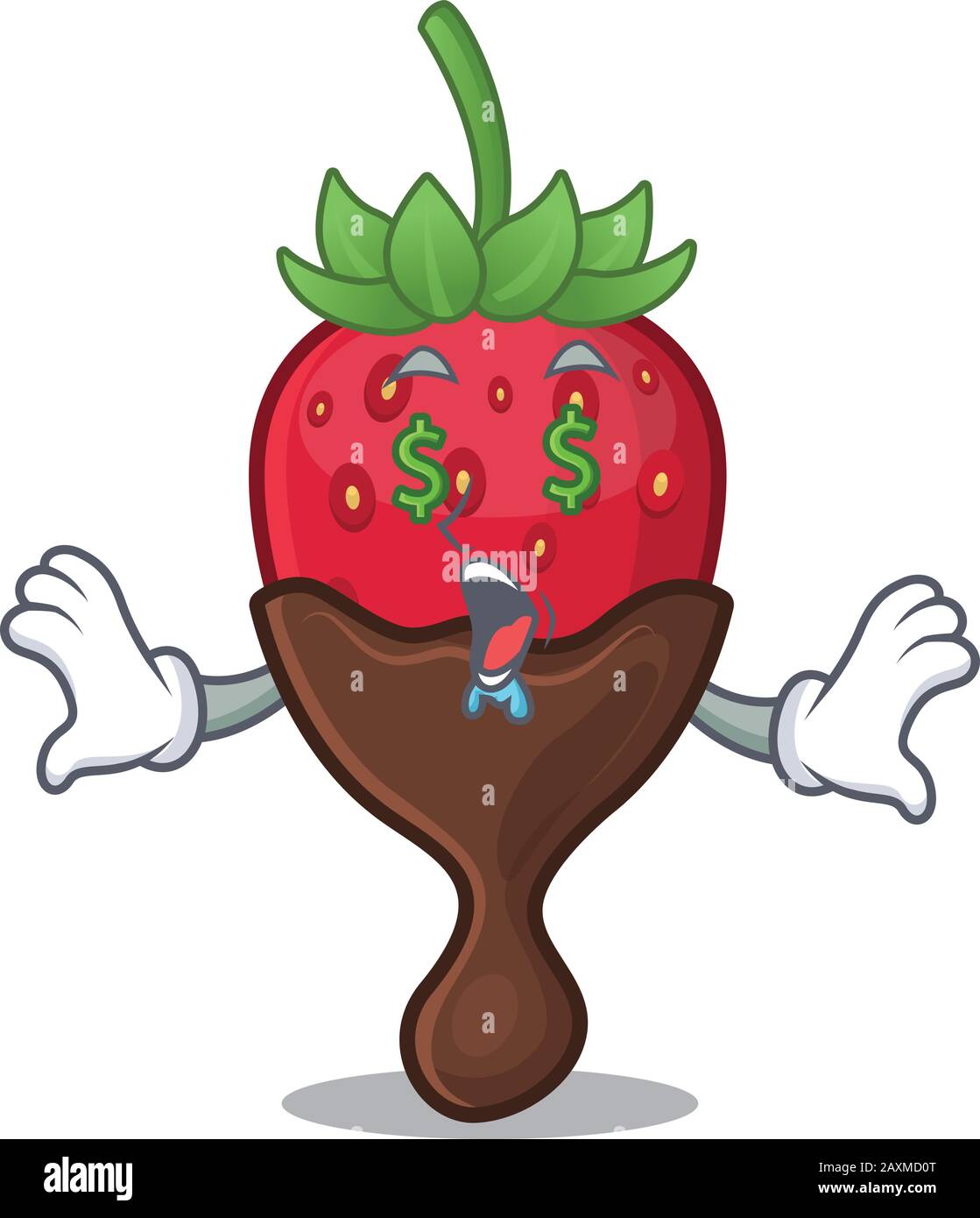 Happy rich chocolate strawberry cartoon character with Money eye Stock ...