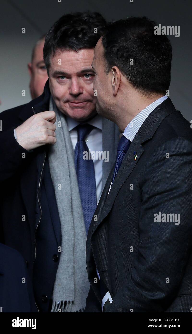 Fine Gael's Paschal Donohoe (left) with Taoiseach Leo Varadkar leaving ...