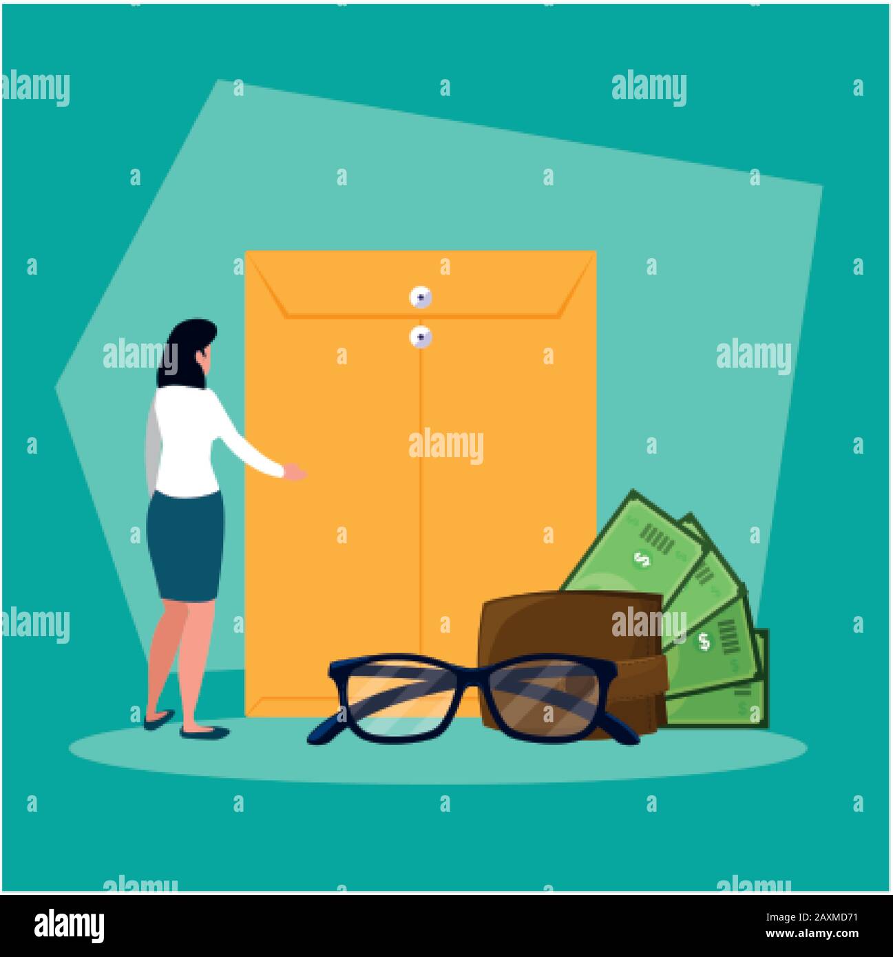 businesswoman in tax day with icons vector illustration design Stock ...
