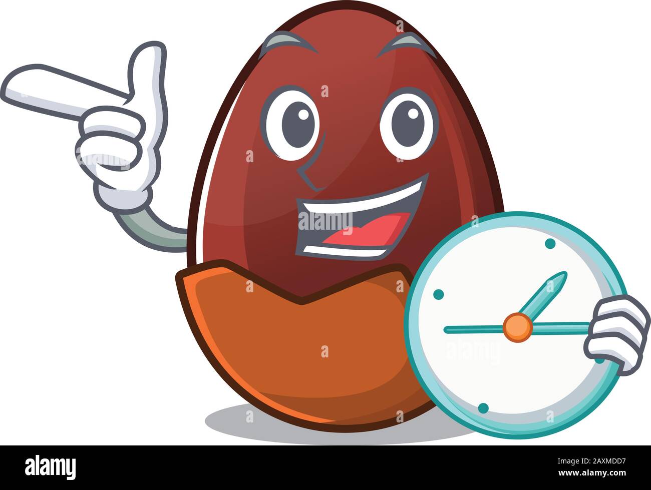 cartoon character concept chocolate egg having clock Stock Vector Image ...