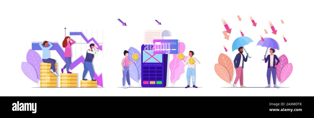 set businesspeople frustrated about financial crisis rejected payment ...