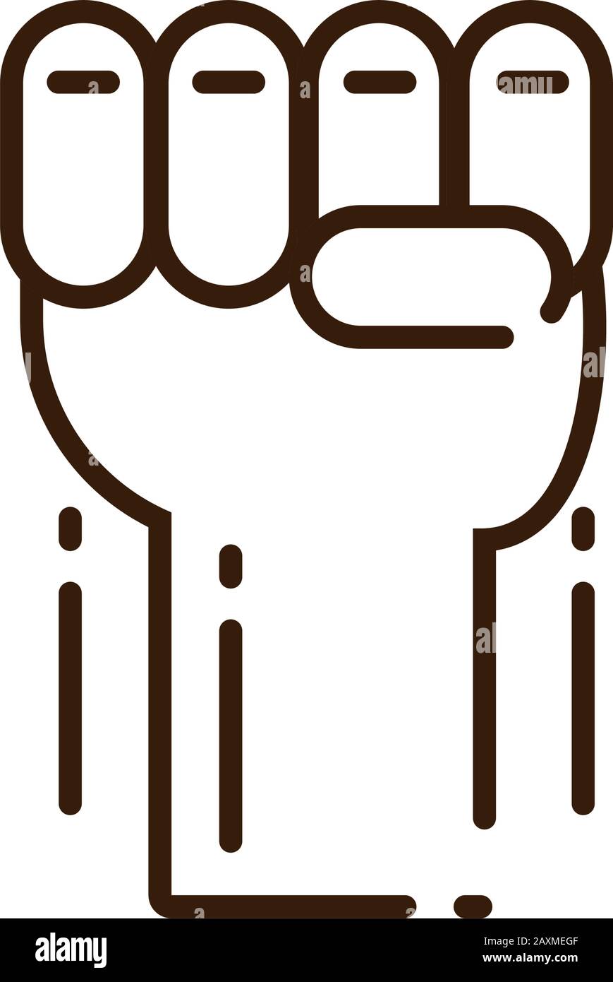 hand with fist up over white background, line style icon, vector ...