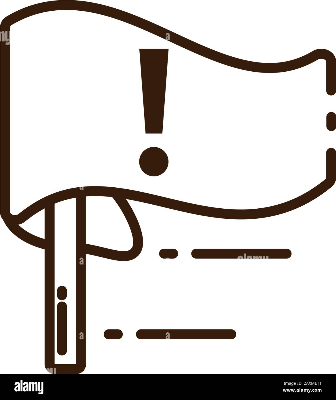 warning flag icon over white background, line style, vector ...