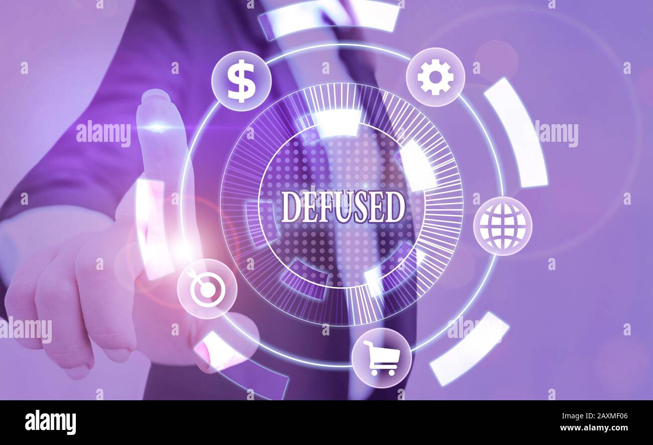 Writing note showing Defused. Business concept for make a difficult or ...