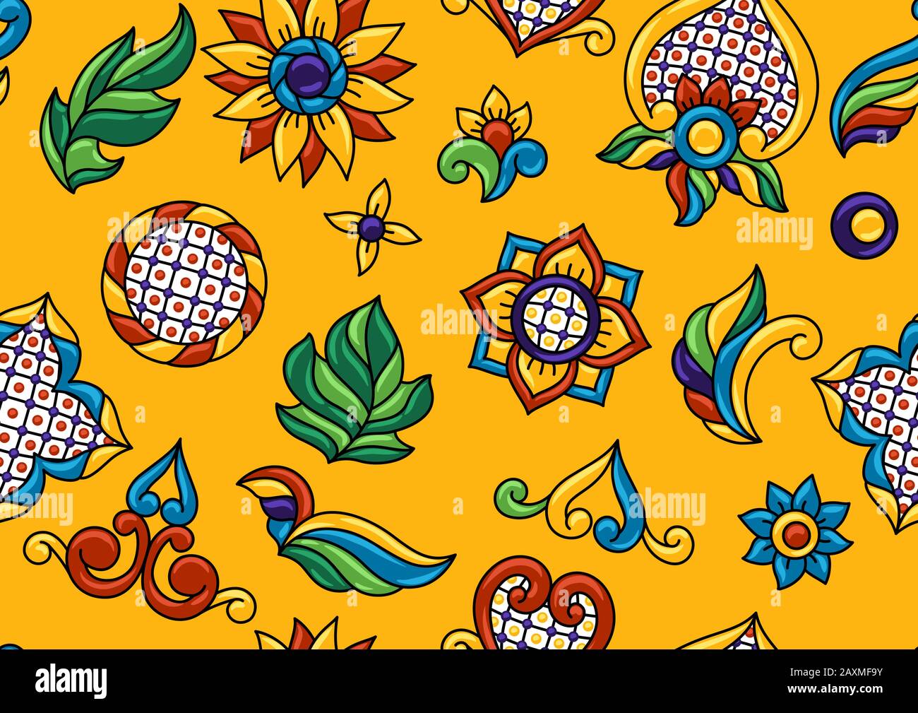 Mexican talavera seamless pattern. Decorative background with ...